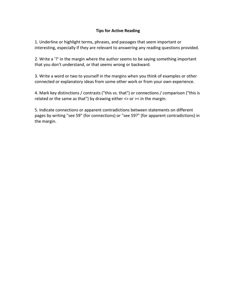 Tips for Active Reading