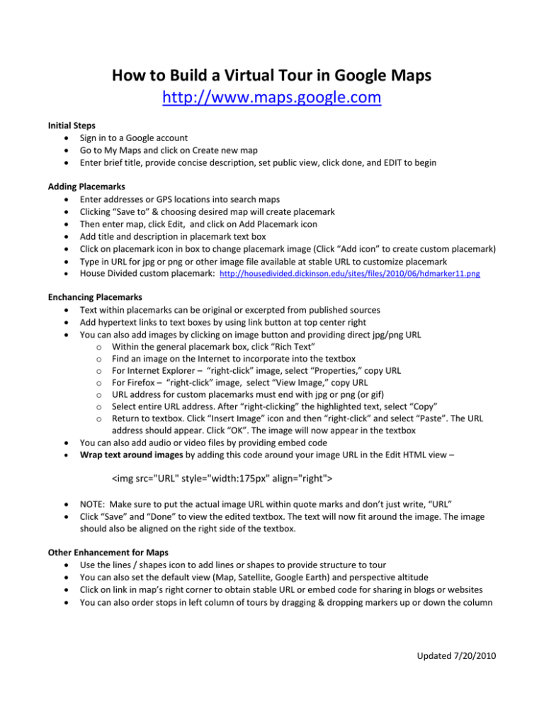 Handout Creating Google Map Tours