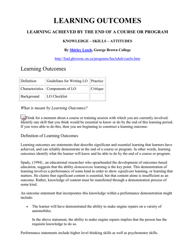 Learning Outcomes: Definition, Guidelines & Characteristics