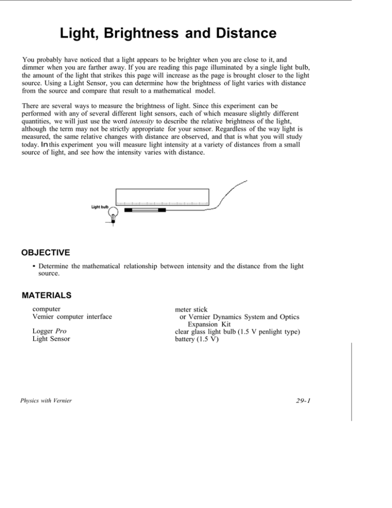 Light Intensity vs. Distance Lab Experiment
