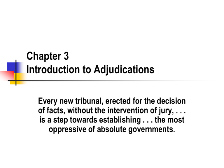 Chapter 3 Introduction to Adjudications