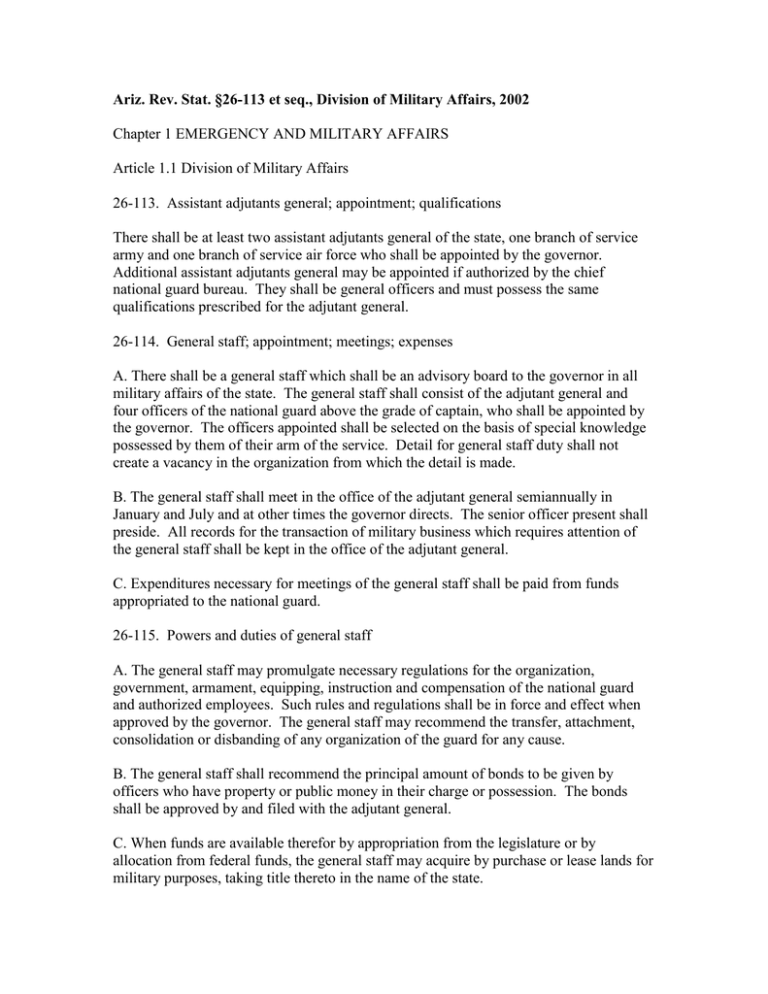 Ariz. Rev. Stat. §26-113 et seq.doc