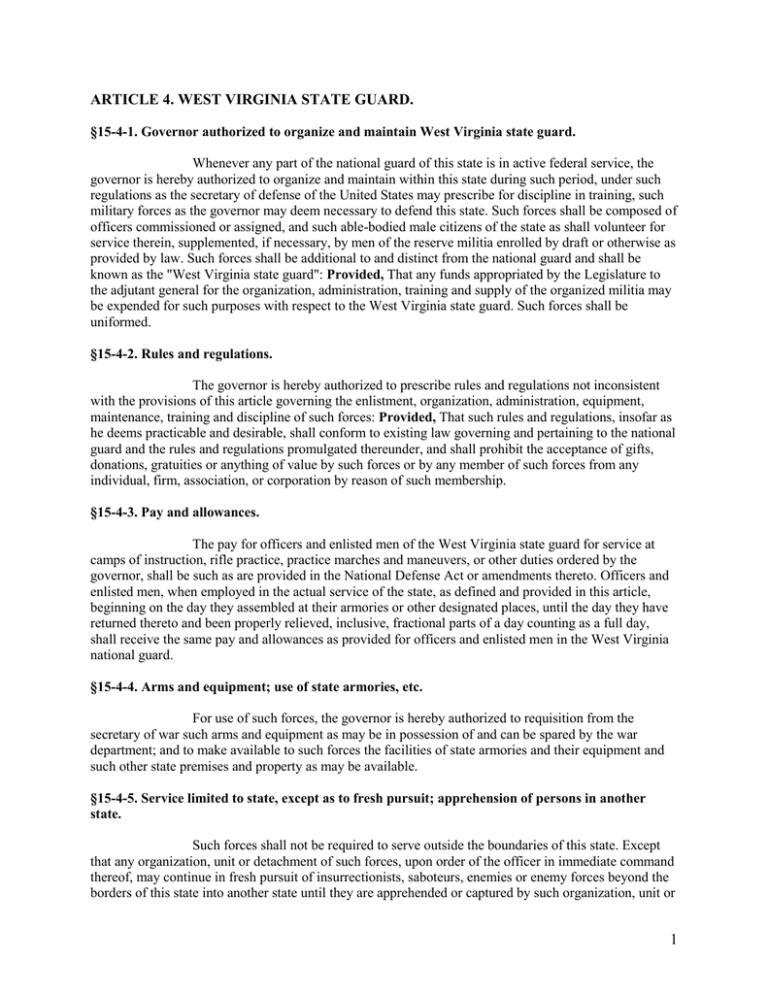 W. Va. Code §15-4 et seq.doc