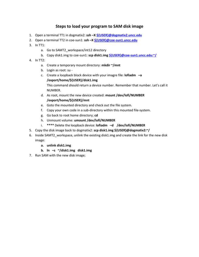 Loading Codes onto SAM