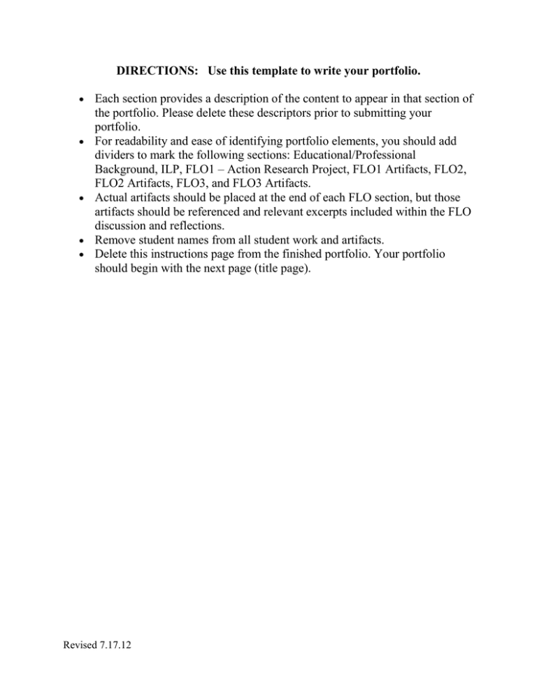 Word Portfolio Template