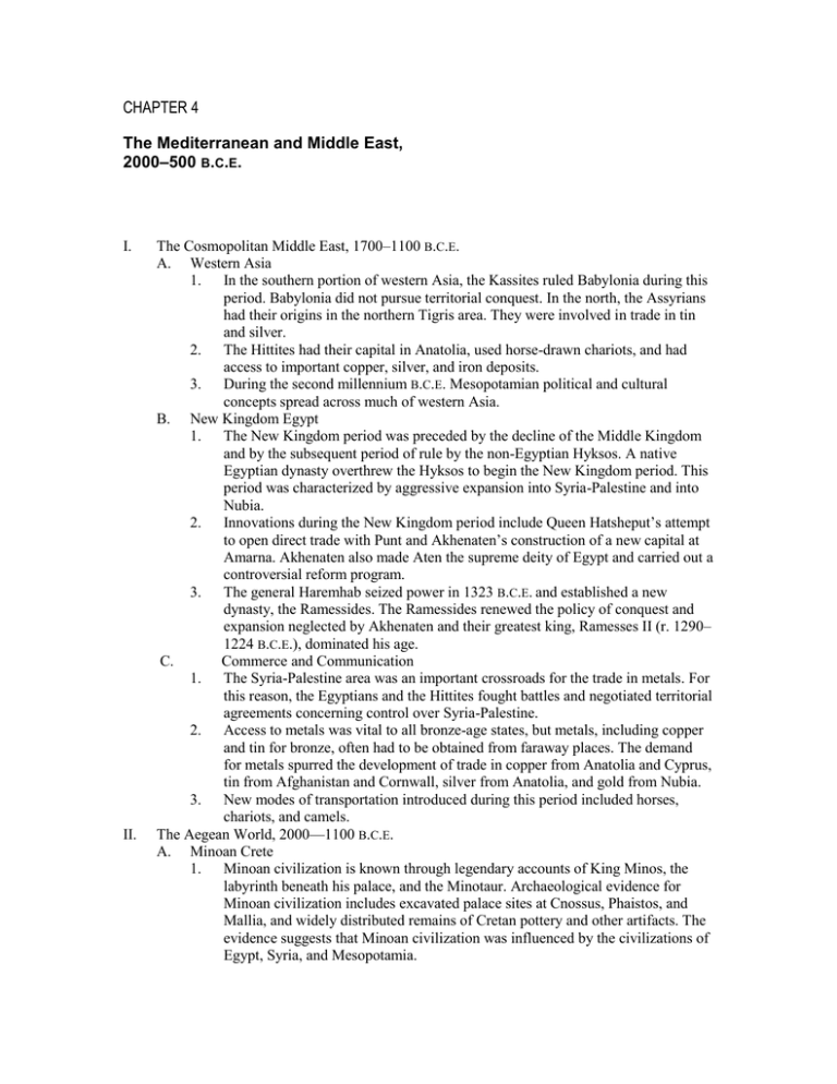CHAPTER 4 The Mediterranean and Middle East, –500 2000