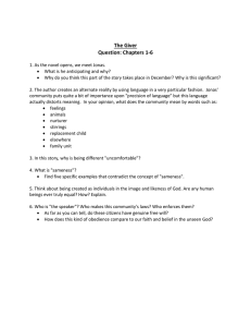 The Giver - Chapter 6-10 Questions