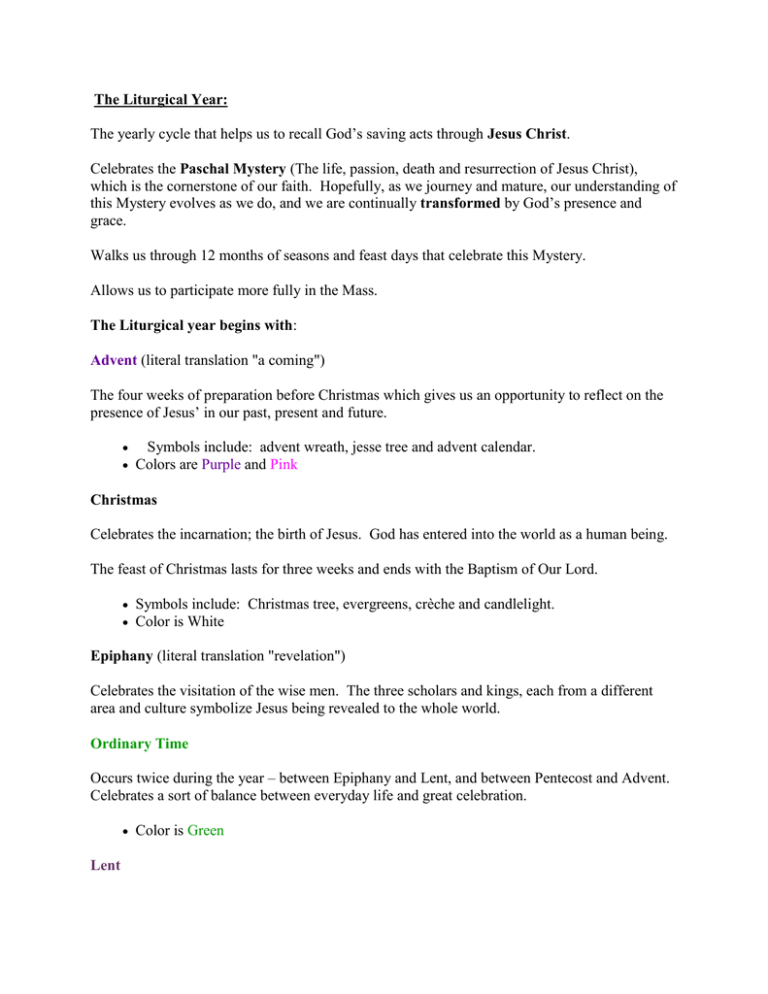 The Liturgical Year: Jesus Christ Paschal Mystery