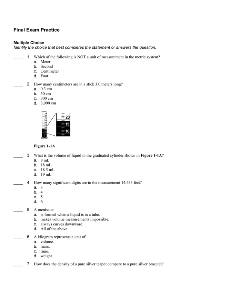 Physics Final Exam Practice - Multiple Choice Questions