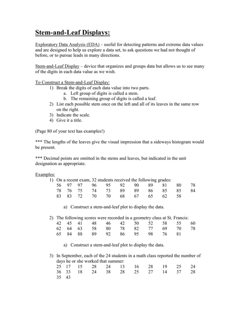Stem-and-Leaf Displays: