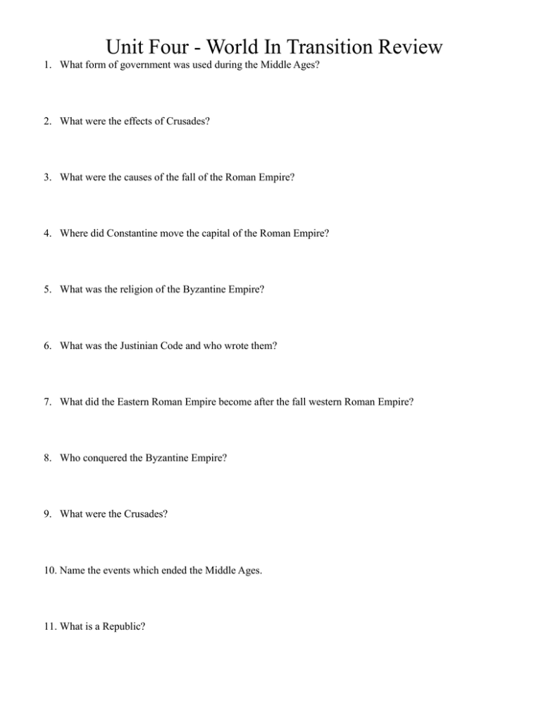 Unit Four - World In Transition Review