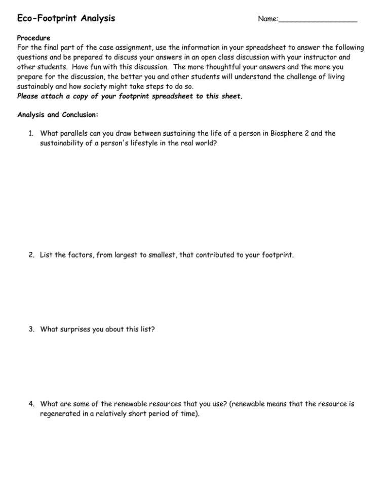 Eco-Footprint Analysis