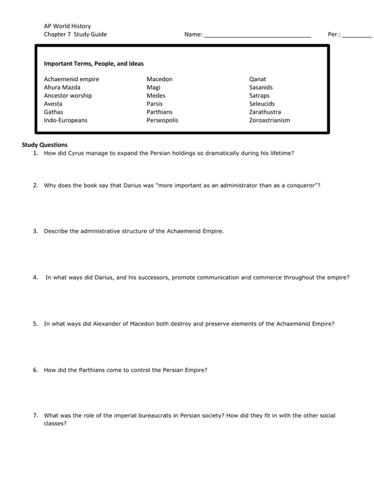AP World History Chapter 7 Study Guide