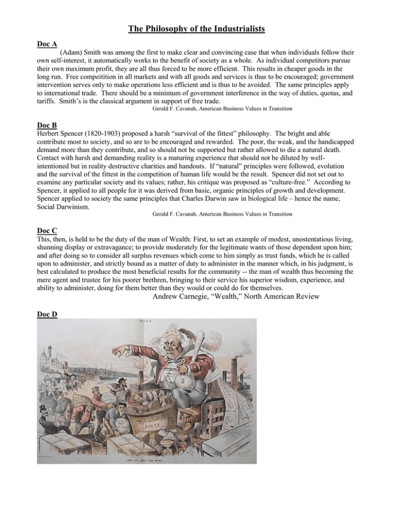 Industrial Revolution Philosophies: Worksheet & Cartoon Analysis