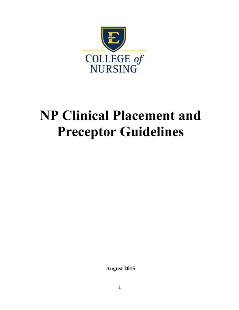 NP Clinical Placement and Preceptor Guidelines August 2015