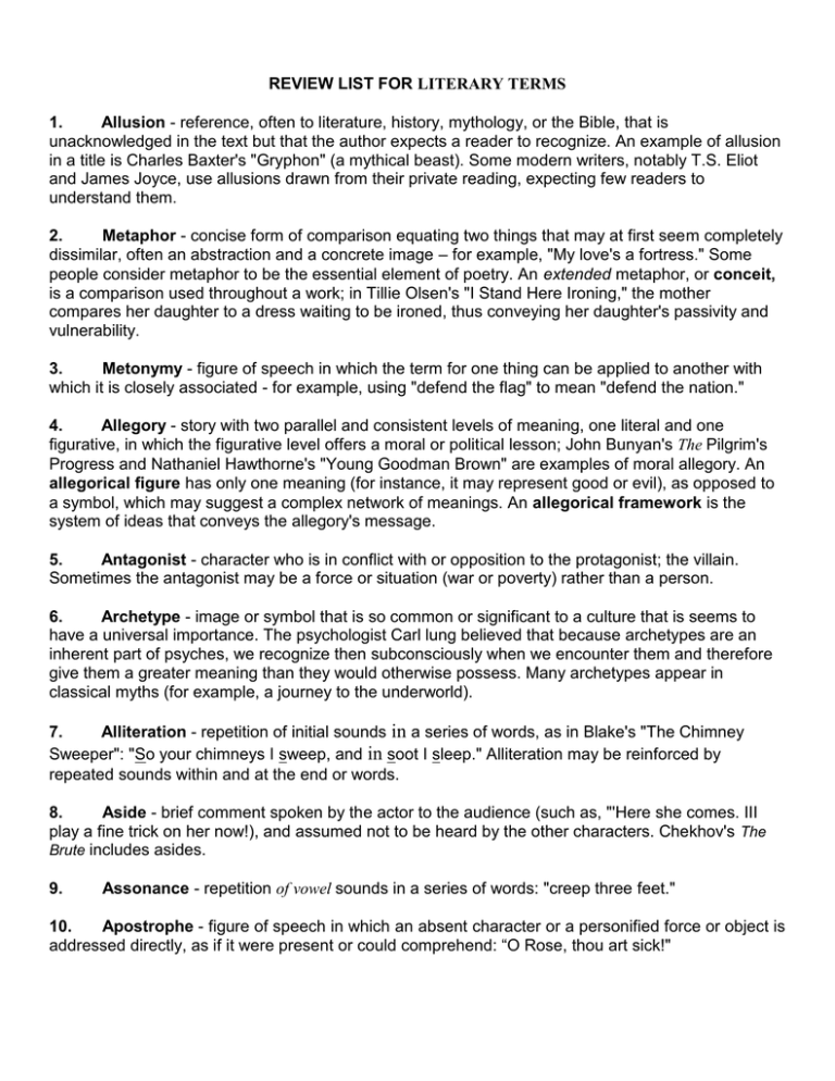 Literary Terms Review: Definitions & Examples