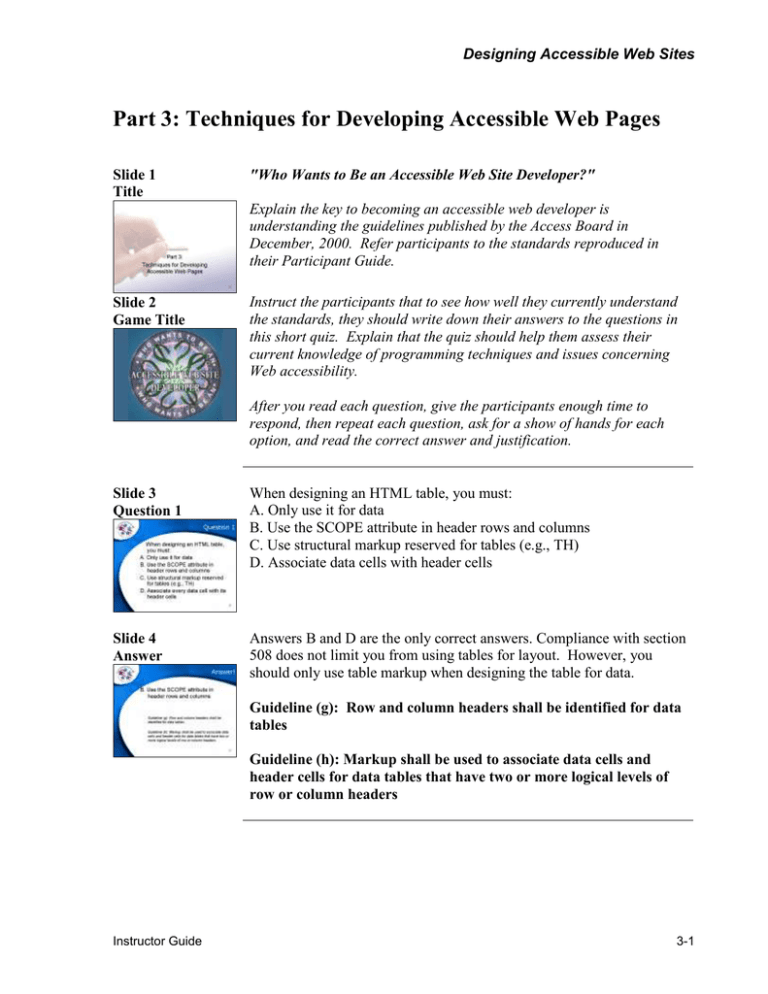 Part 3: Techniques for Developing Accessible Web Pages