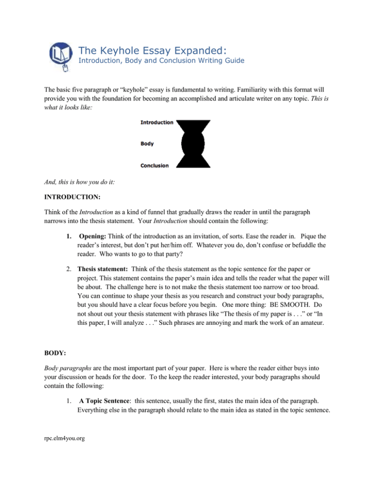 Keyhole Essay Writing Guide: Introduction, Body, Conclusion