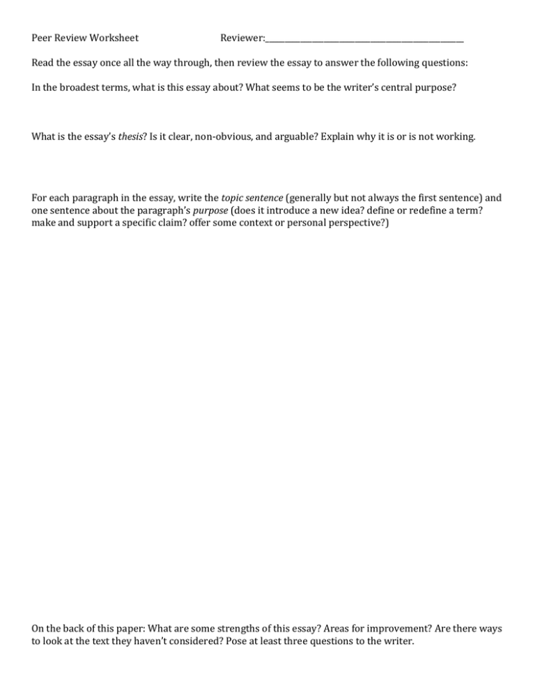 Peer Review Worksheet Reviewer peer-review-worksheet-reviewer