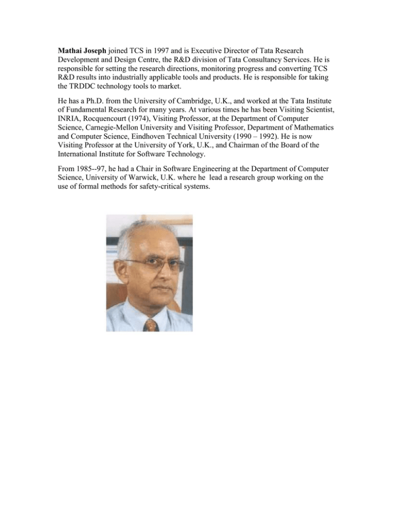 Mathai Joseph Biography: TCS Executive & Research Leader