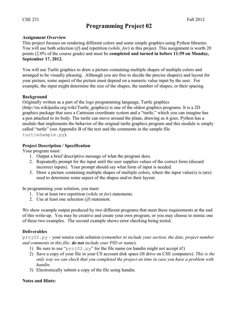 CSE 231 Programming Project 02: Turtle Graphics