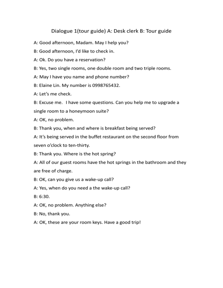 Hotel Dialogue Examples: Check-in & Services