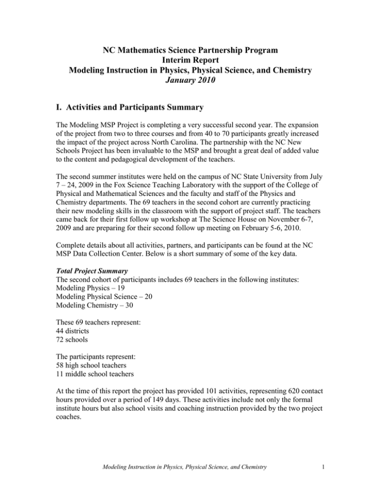 NC Mathematics Science Partnership Program Interim Report