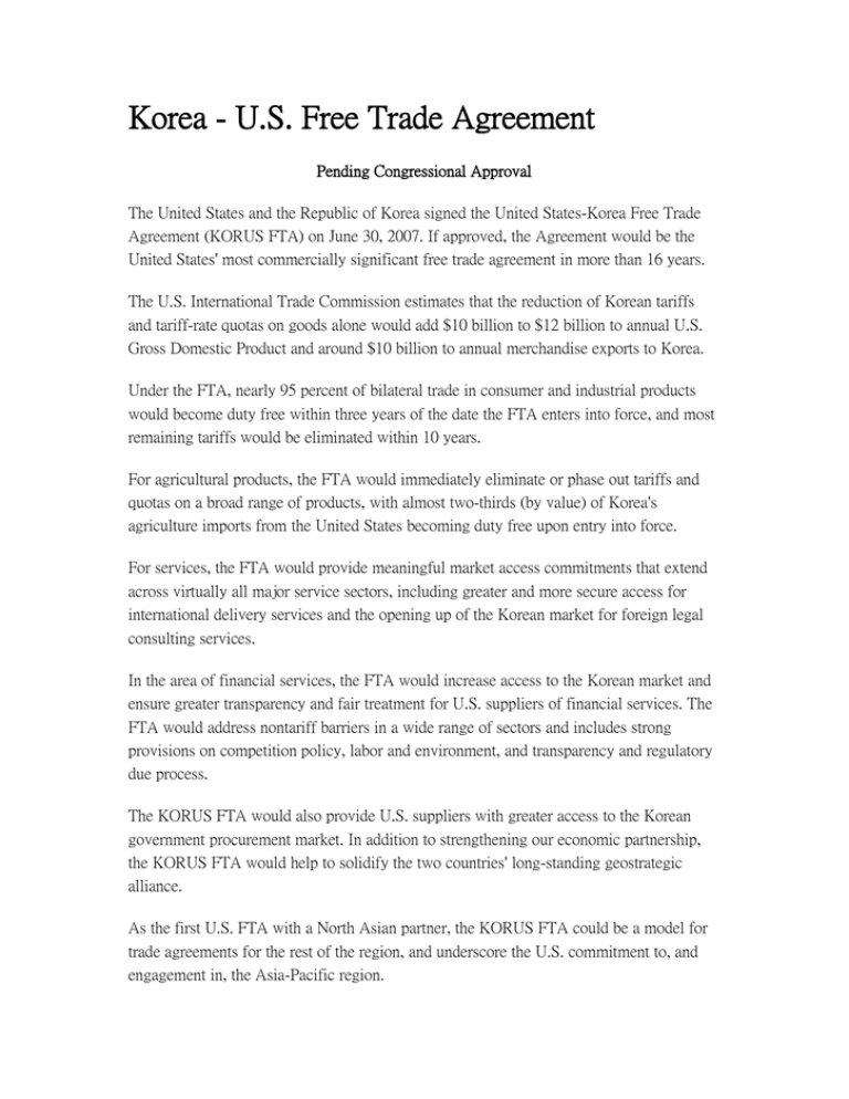 Korea - U.S. Free Trade Agreement