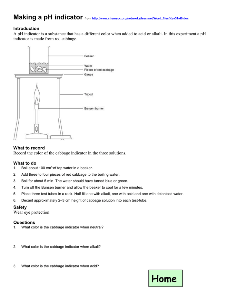 Making a pH indicator