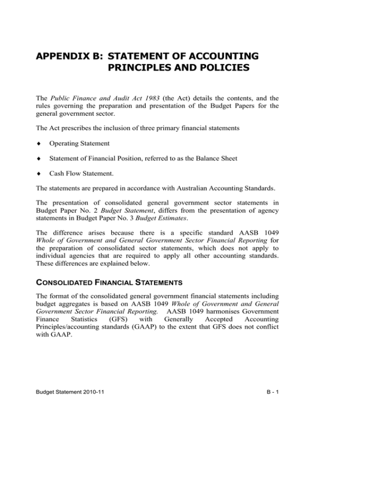 APPENDIX B: STATEMENT OF ACCOUNTING PRINCIPLES AND POLICIES
