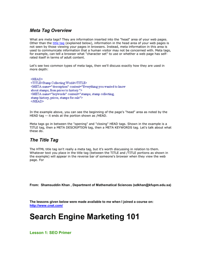 Meta Tag Overview