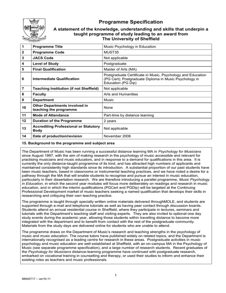 Programme Specification