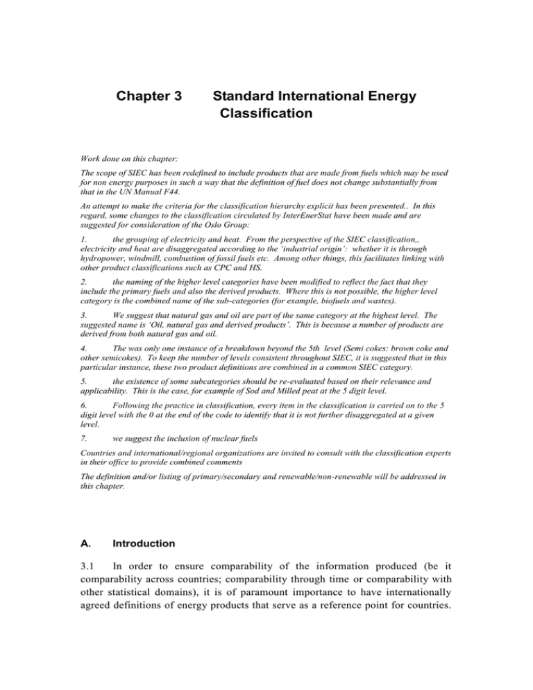 Standard International Energy Classification (SIEC) Chapter