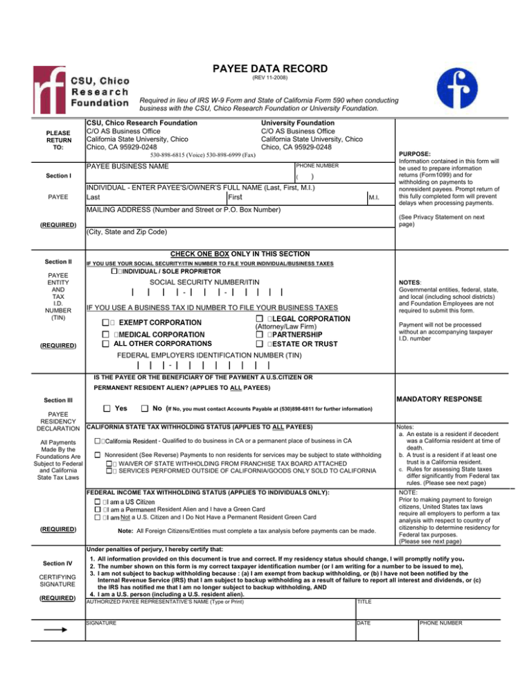 PAYEE DATA RECORD