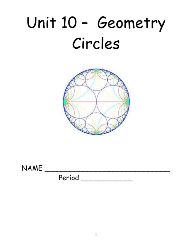 Geometry: Circles - Worksheet & Notes