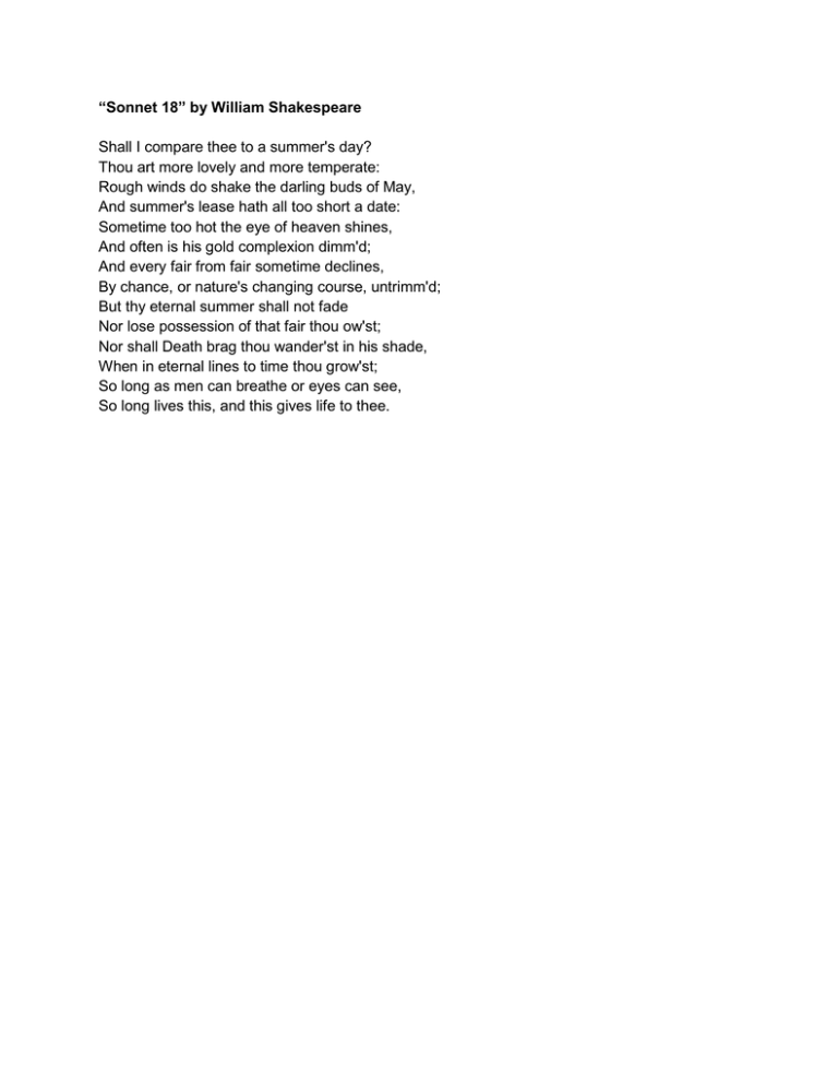 “Sonnet 18” by William Shakespeare