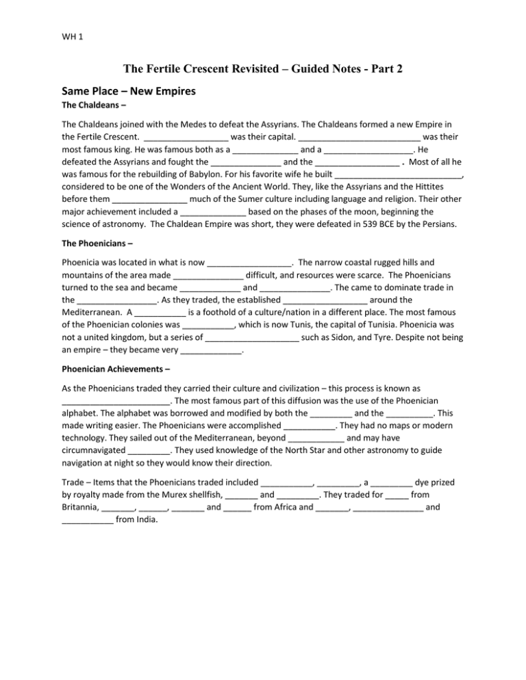 The Fertile Crescent Revisited – Guided Notes - Part 2