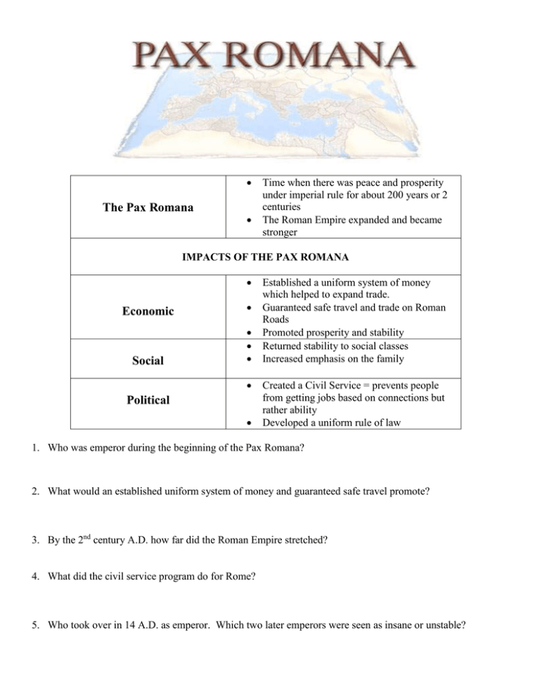 Pax Romana: Peace and Prosperity in the Roman Empire