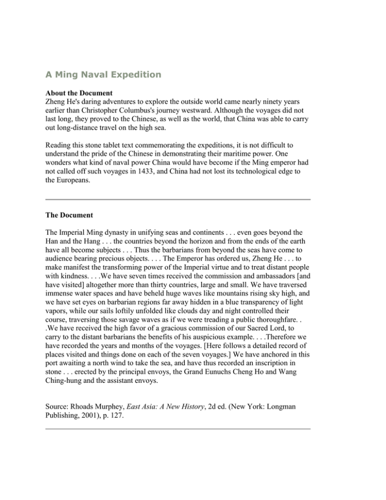 Zheng He's Voyages: Ming Dynasty Naval Expedition