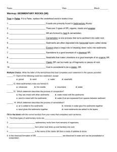 Sedimentary Rocks Crossword
