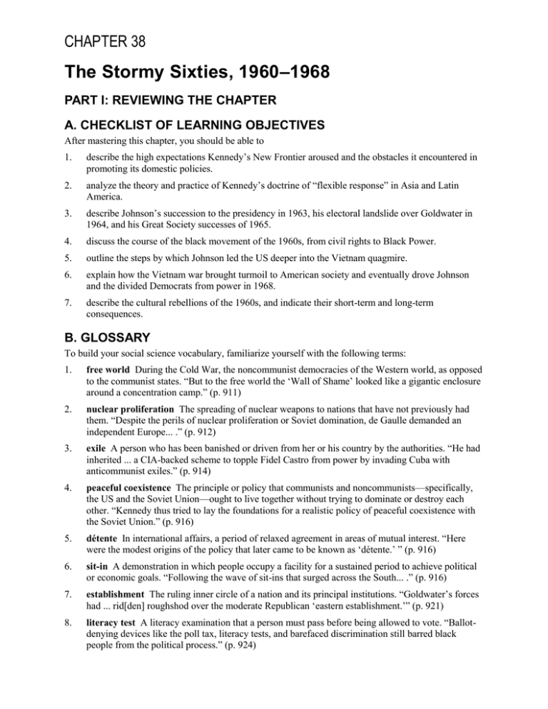 The Stormy Sixties: Chapter Review | US History