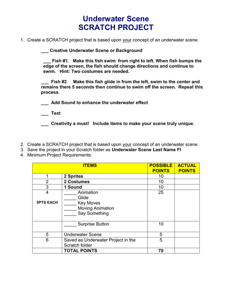 Underwater Scene SCRATCH PROJECT