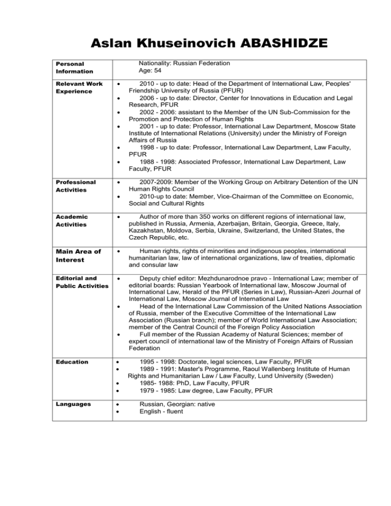 Aslan Khuseinovich ABASHIDZE