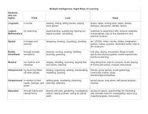 Learning Strengths (multiple intelligences test)