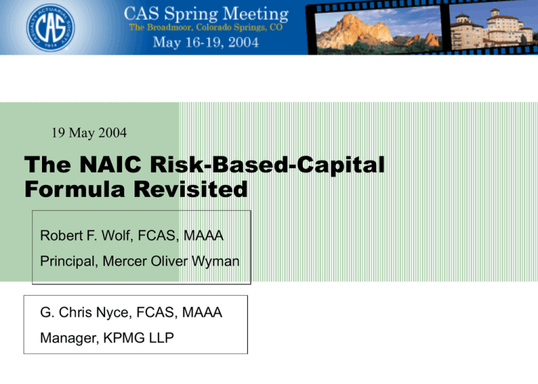 The NAIC Risk-Based-Capital Formula Revisited