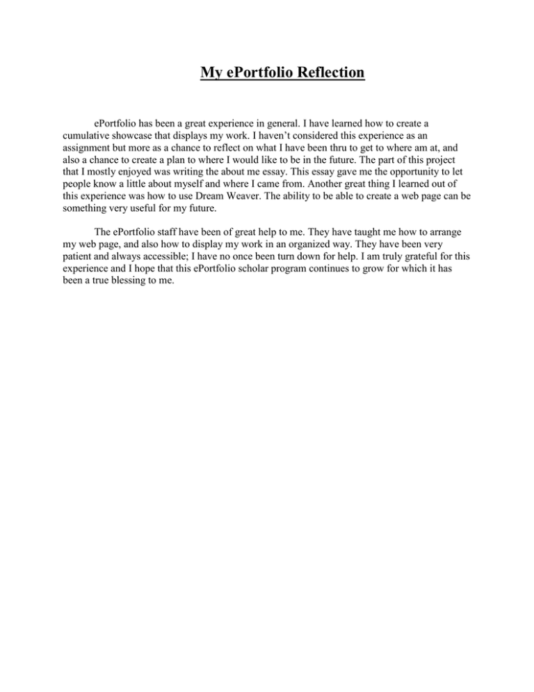 My ePortfolio Reflection