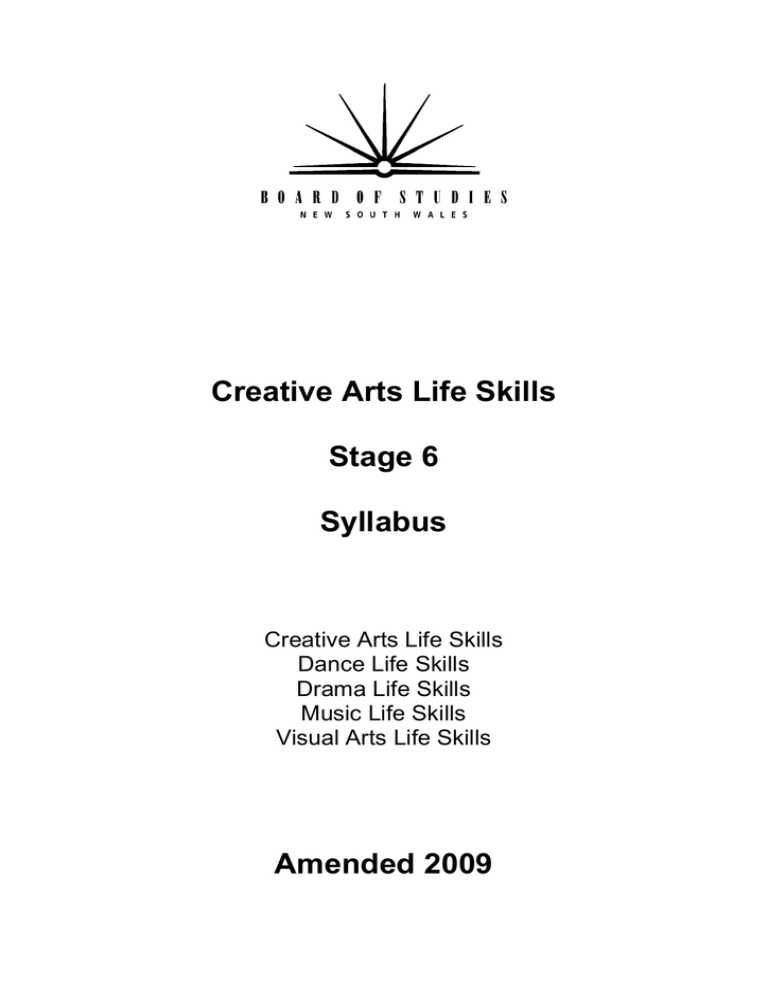 Creative Arts Life Skills Stage 6 Syllabus