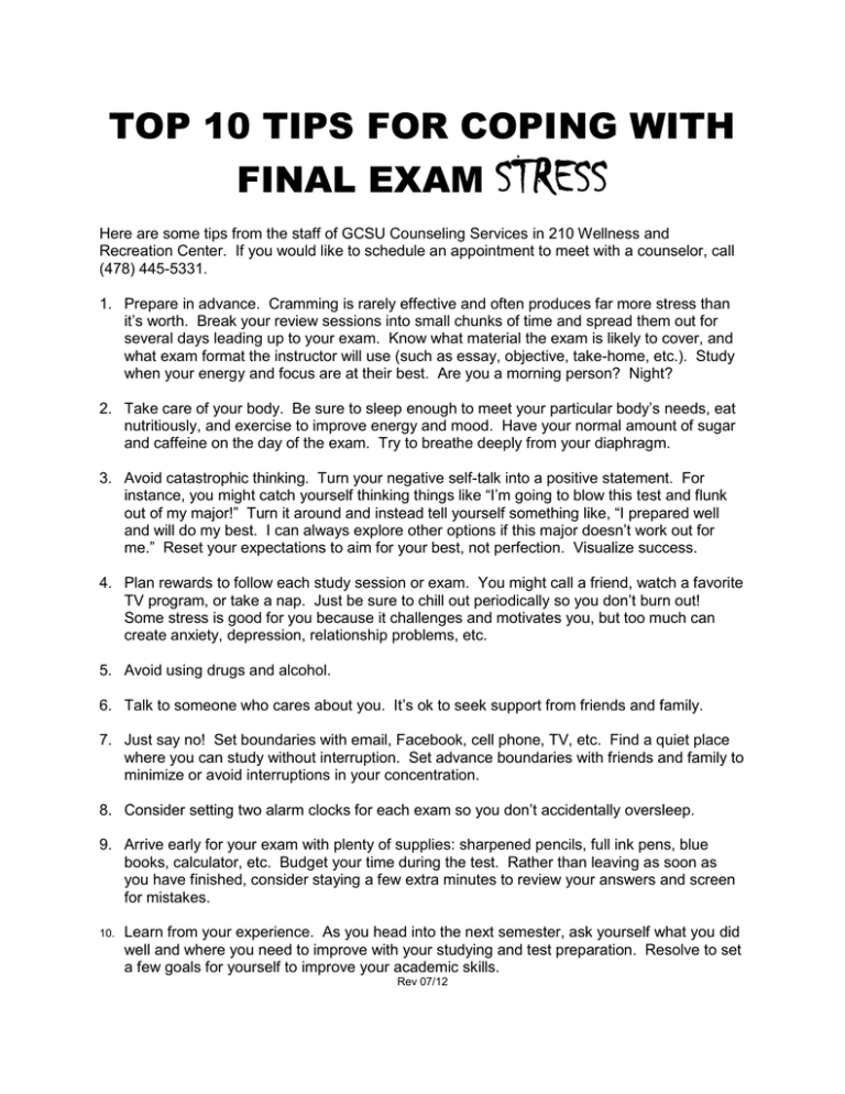 Coping with Final Exam Stress: Top 10 Tips