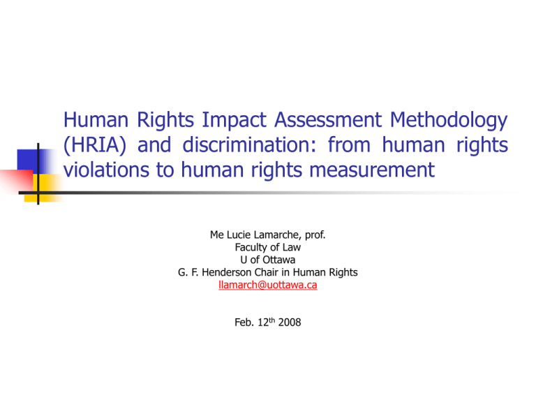 Human Rights Impact Assessment Methodology (HRIA) and discrimination ...