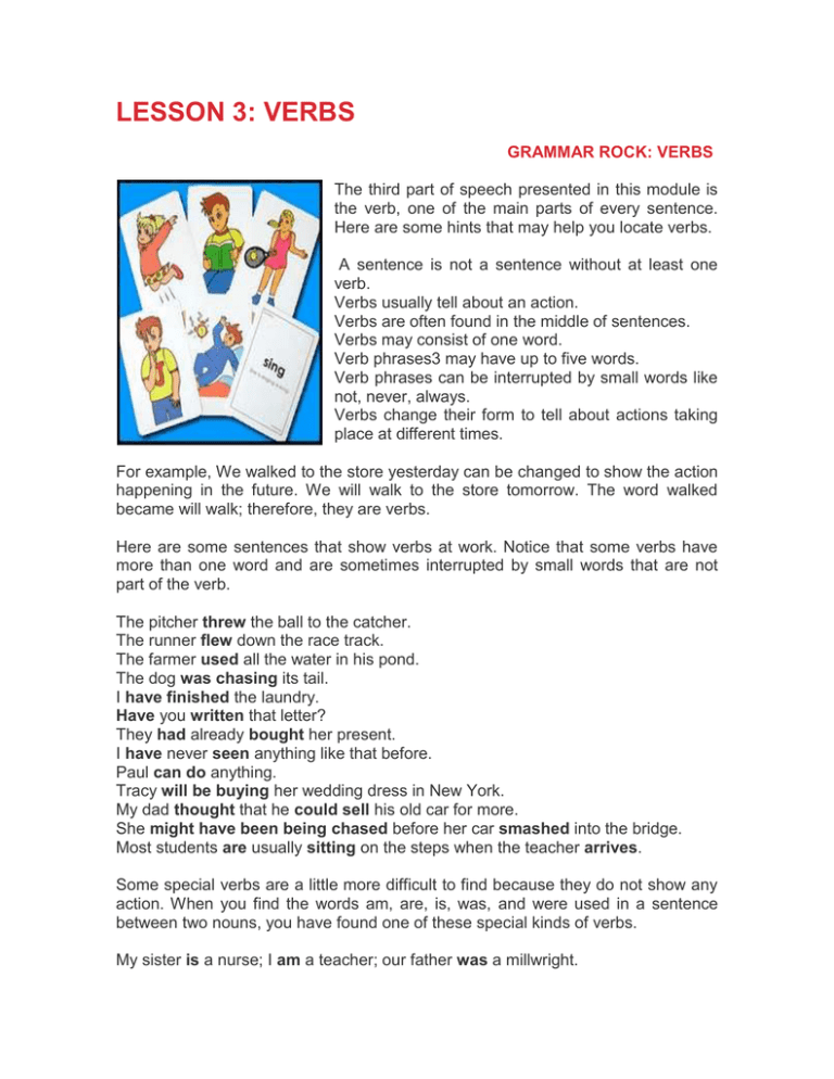 LESSON 3: VERBS